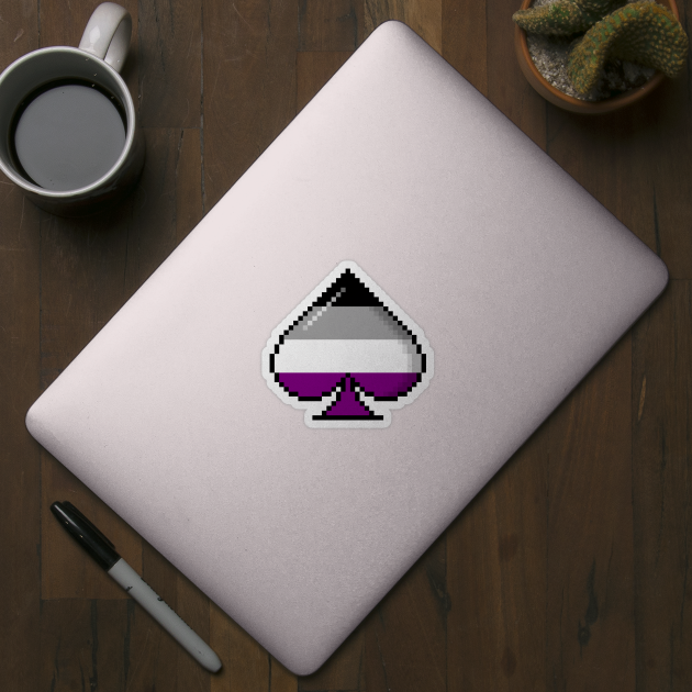 Asexual Pride 8 Bit Pixel Ace Of Spades Asexual Sticker Teepublic